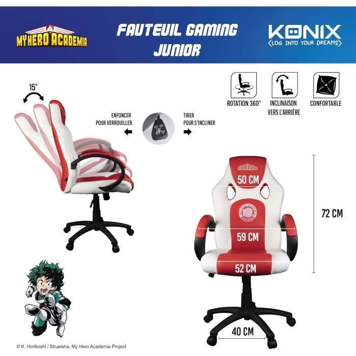 My Hero Academia Chaise De Bureau Gaming Junior - Inclinaison Siège 15 ...