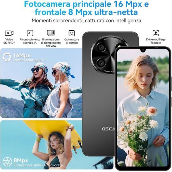 OSCAL Tiger 8 Smartphone 5G 24Go+128Go, Écran 6.88" HD, Caméra AI 16MP ...