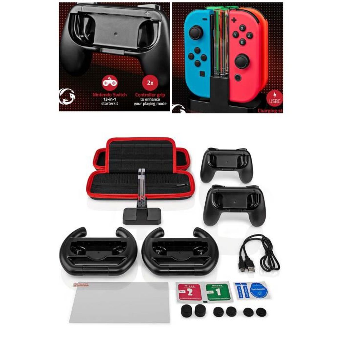 Kit supports poignées pour Manettes Nintendo Switch (OLED) 13-in-1 ...