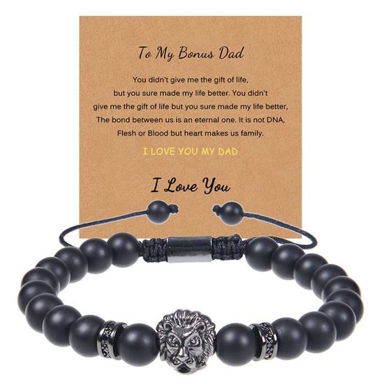 Bracelet à breloques - KJEHOME - Lion noir givre - Pierre naturelle ...