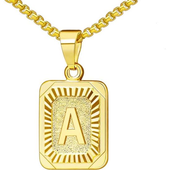 Collier Lettre Pendentif Nom Initiale Alphabet Lettre A-Z,Collier Carré ...
