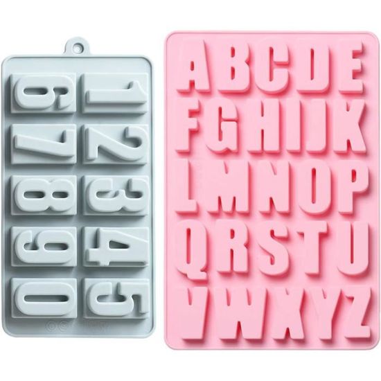 Moule En Silicone Alphabet 26 Lettres A-Z, Plateau De Glaçons De 0-9 ...