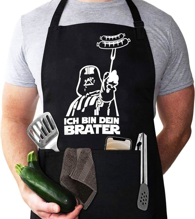 Star Wars Tablier Yoda Tablier de Cuisine pour Hommes Tablier de Barbecue Avec 2 Poches 90cm ...
