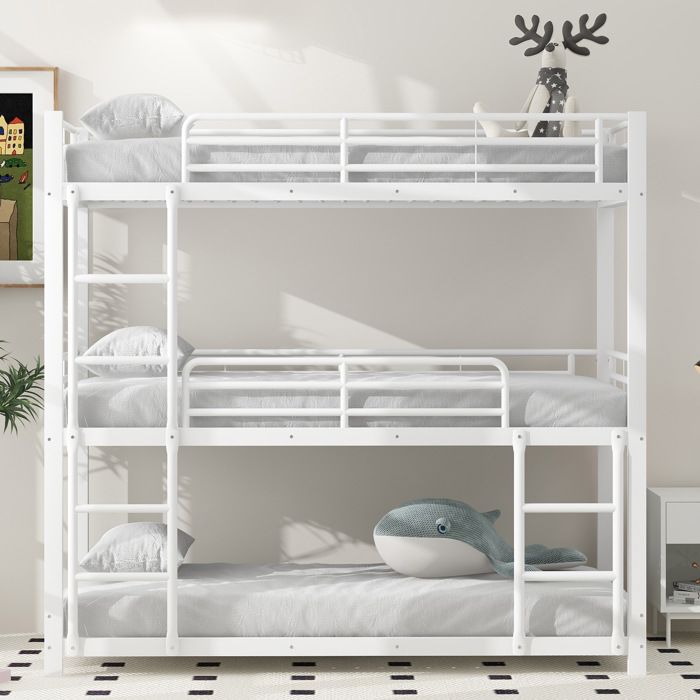 Lit superposé enfant 3 places 90 x 200cm Lit triple en métal Lit simple ...