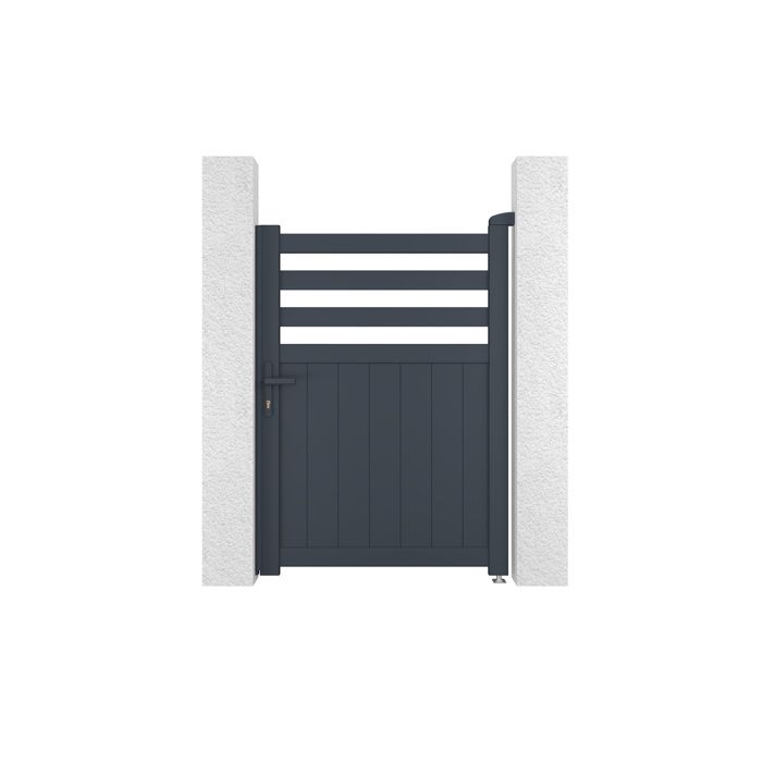 Lot Portillon et Poteaux - Casanoov - NEVIS - 1m H.143cm - Gris Anthracite - Aluminium / 2 ...