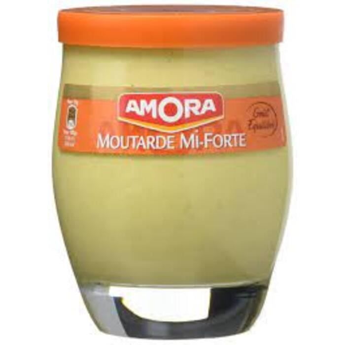 Amora - Moutarde mi-forte goût équilibré Le pot de 230g - Lot de 1 ...
