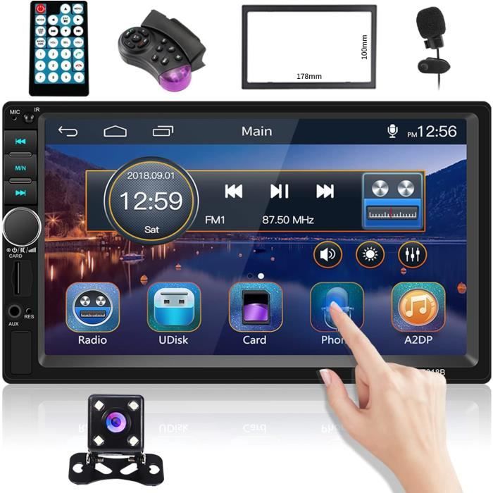 Autoradio 2 Din Bluetooth Mains Libres Support Lien Miroir pour iOS-An ...