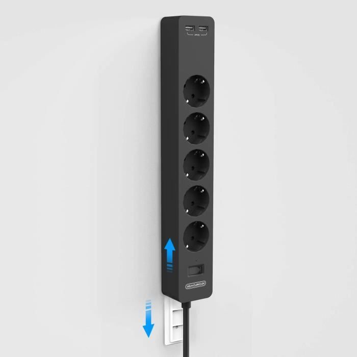 MULTIPRISE Bloc Multiprise Multiprise Murale avec 5 Prises et 2 Ports ...