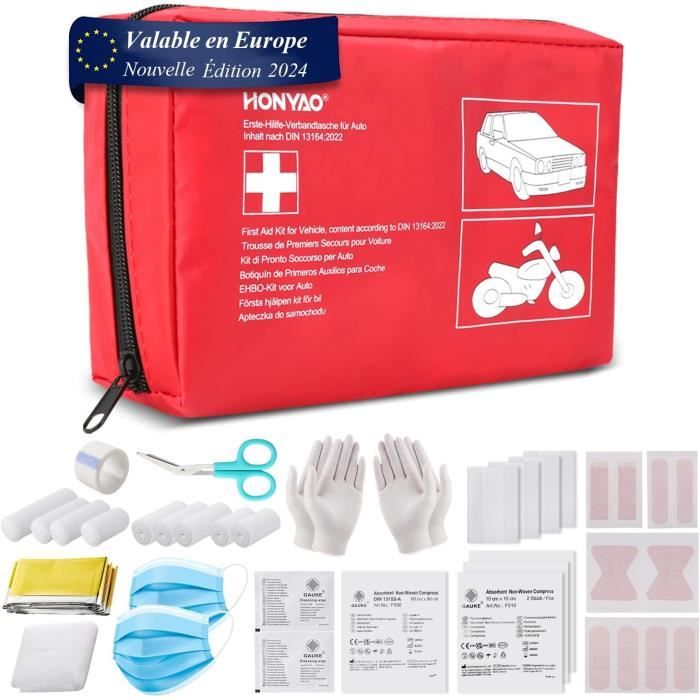 Trousse Premiers Secours Voiture, Trousse À Pharmacie Conforme À La Dernière Norme Din 13164 ...