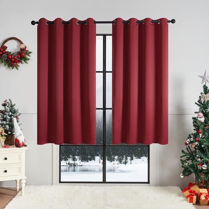 Rideau Occultant - RIDEAU - L132xH213 cm - Rouge - Isolant Thermique ...