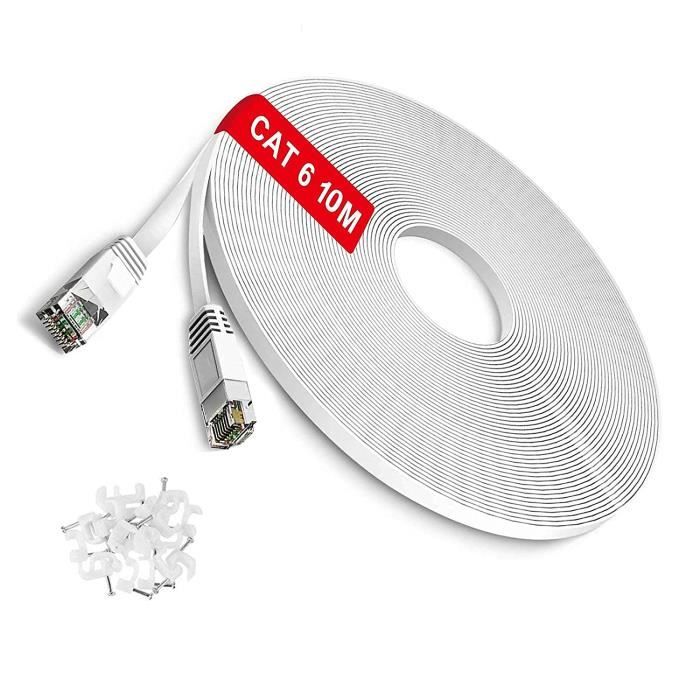 NetBoat 10m Câble Ethernet Cat 6, Plat Câble Ethernet Réseau Haut Débit ...