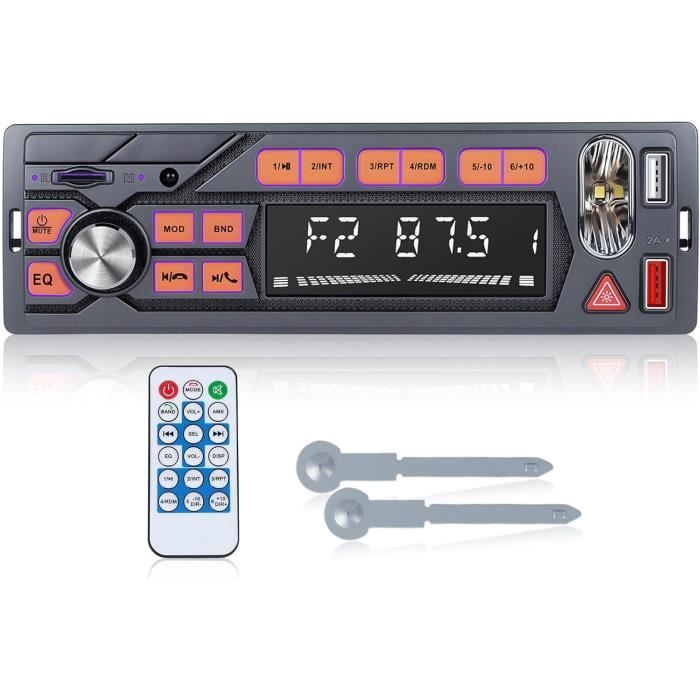 Autoradio 1 Din Bluetooth Mains Libres Soutien Usb-Sd-Eq-Aux, 4 X 45W, Fm, Lecteur Mp3 Numérique ...