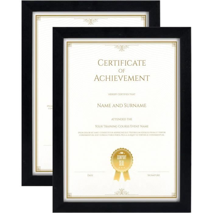Cadre Diplome A4 Format Certificat Noir Plexiglas Document Photo À ...