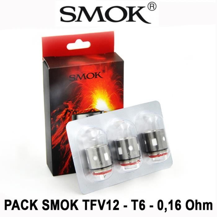 3 Résistances SMOK TFV12 T6 de 0,16 Ohm (Sextuple coils) pour ...