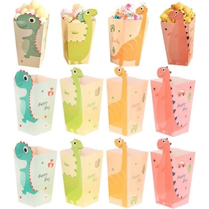 12Pcs Popcorn Box Kids Birthday Bookie Box Dinosaur Jungle Party Baby ...