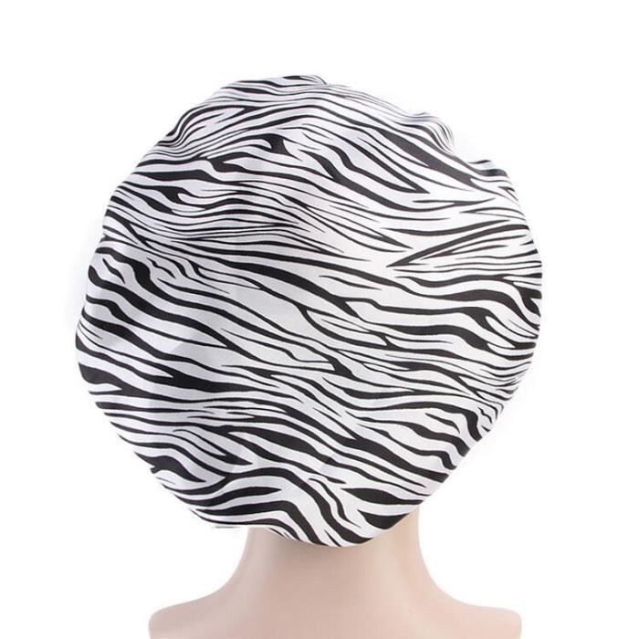 Black White Zebra -Bonnet de nuit en soie Imitation soie, Bonnet ...