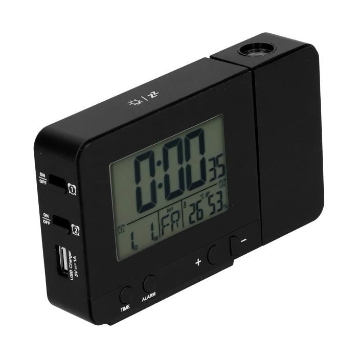 Zerone Projection Clock, LCD Screen Black Multifunctional 4 Brightness ...