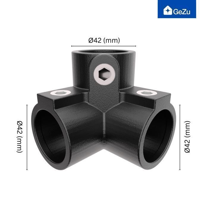 GeZu Impex Coudé à 3 Voies 90 Degrés Ø 42 mm Noir Galvanisé à Chaud ...