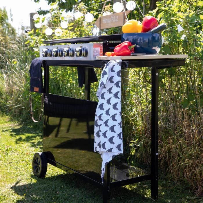 GARDEN MAX Plancha gaz MERIDA - 4 feux - Sur chariot - 127 x 46,5 x 95 ...