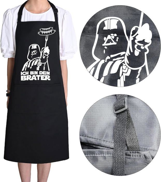 Star Wars Tablier Yoda Tablier de Cuisine pour Hommes Tablier de Barbecue Avec 2 Poches 90cm ...