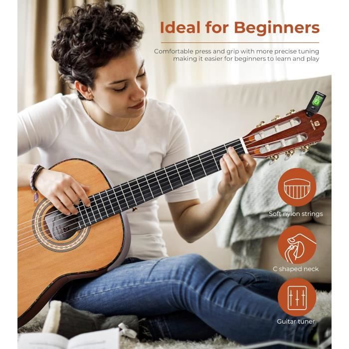 Guitare Classique Pour Débutants, Guitare Traditionnelle 3-4, Table En Pin Rouge Et Dos En ...