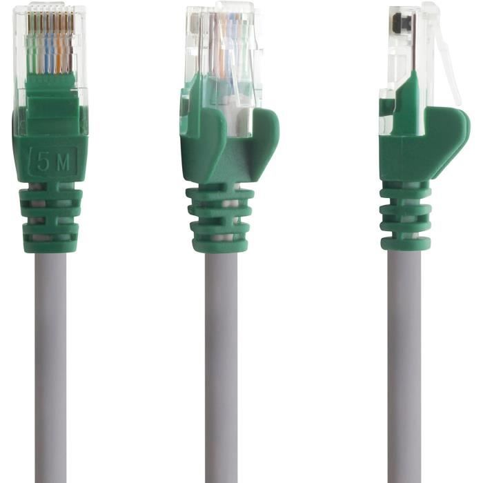 5m - Crossover - 1 pièce - CAT6 Câble Ethernet Set - Câble Réseau RJ45 ...