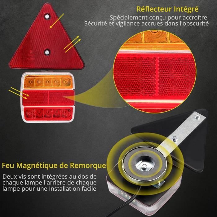 18 LED Feu Arrière pour Remorque avec Réflecteur Triangulaire 2pcs Feux ...