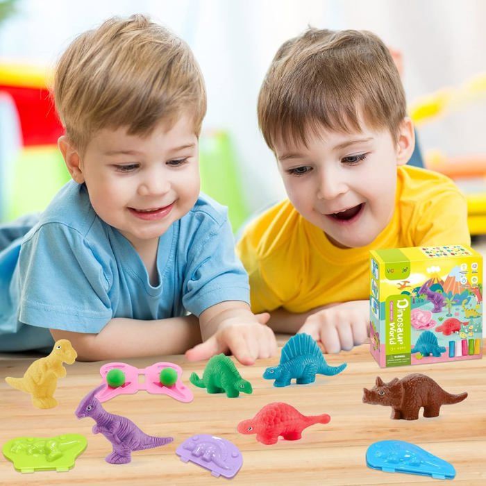 Jeu de pâte à modeler - PAPECO - Formes de dinosaures - Autodurcissante ...