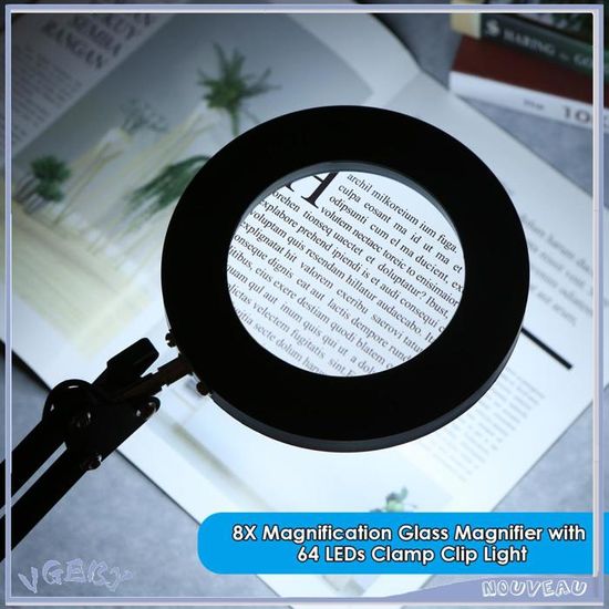 VGEBY Magniseur de loupe avec 64 LED Light Magnifying Glass Magnifier ...