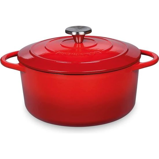 Kuchenprofi Provence Cocotte ronde en fonte Rouge 22 cm - Cdiscount Maison