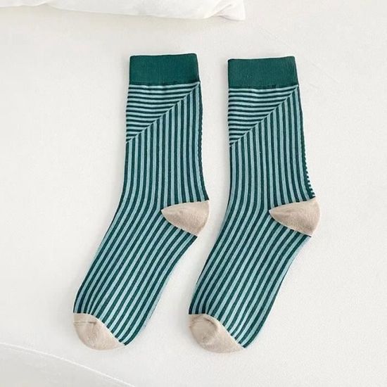 Chaussettes Rétro En Coton Pour Femmes Chaussettes Rayées Multicolores