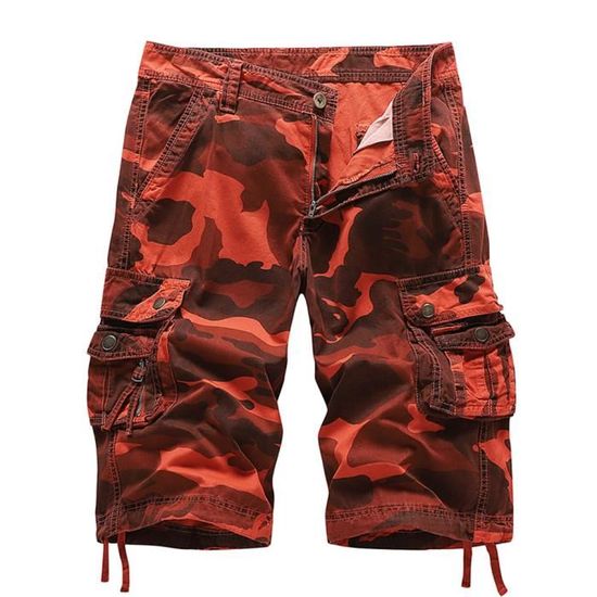 Bermuda camouflage lâche rouge Homme cargo Grande VêTements Masculin ...