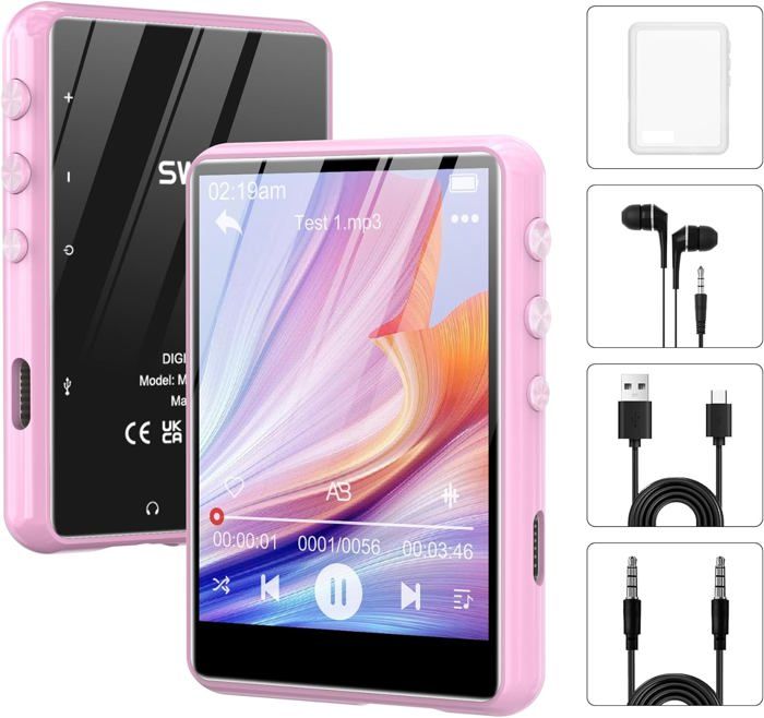 64GB mp3 Player Bluetooth 5.3 mit 2,4 Zoll Farbbildschirm, tragbarer ...