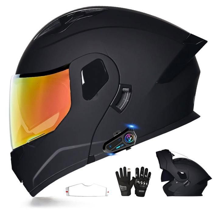 Casque de moto modulaire Bluetooth, homologué Dot, double visière ...