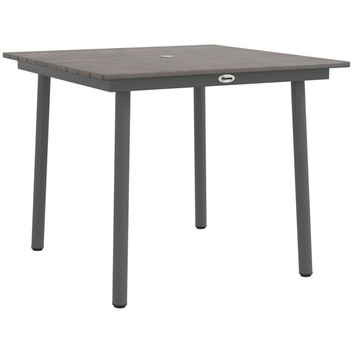 Table Basse Jardin - À Manger 4 Pers. HDPE Gris Foncé 90x90x75cm Avec ...
