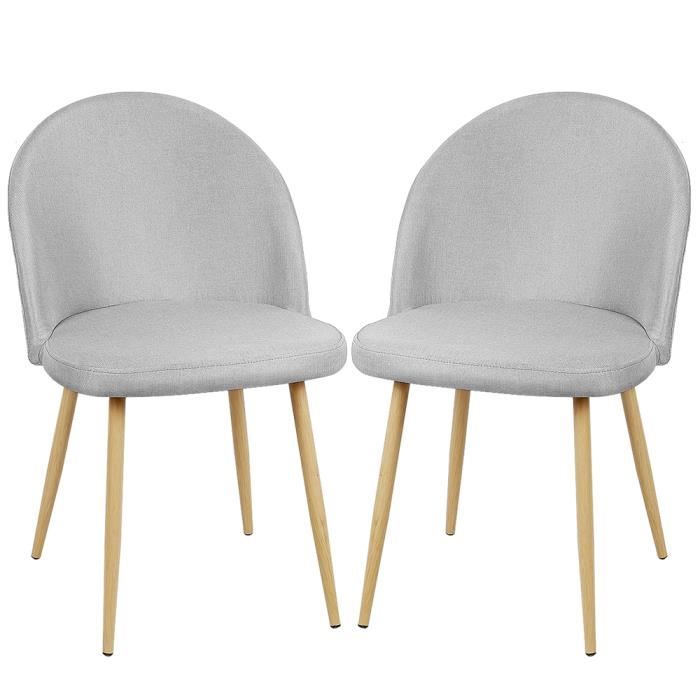 Lot de 2 Chaises de Salle à Manger en Tissue Gris Claire Style ...