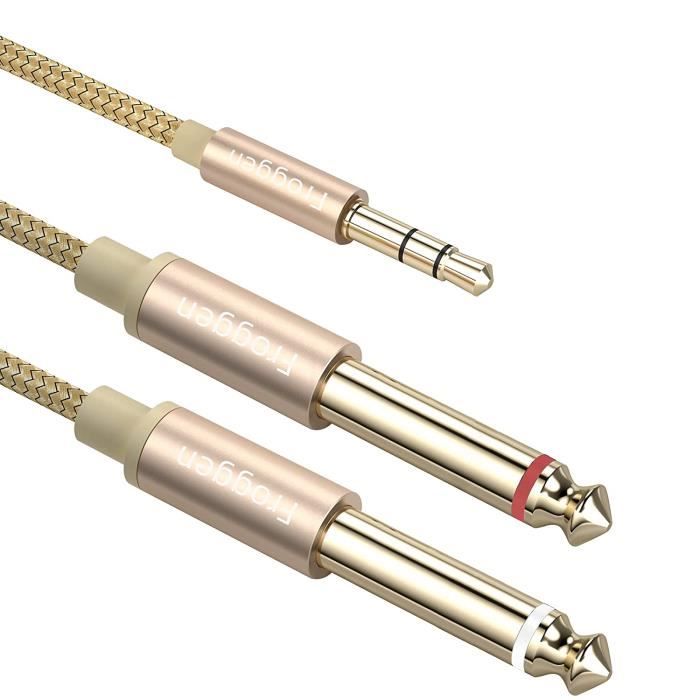 Audio Câble Jack 3.5mm vers Double 6.35mm Cordon 3.5 Mâle vers 6.35 ...