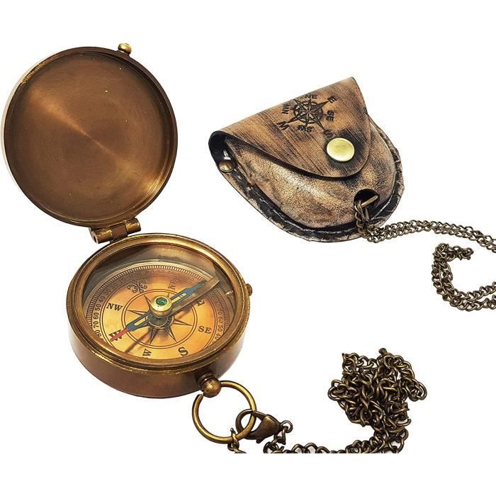 Compas magnétique en laiton style Sherlock Holme en cuir vieilli[499 ...