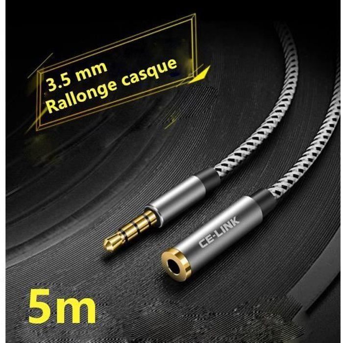5m Câble Extension Audio Rallonge Jack pour micro-casque prise Jack 3 ...