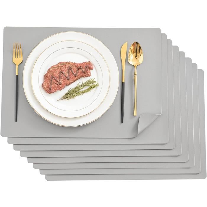 Set De Table En Cuir Pu Lavable,Rectangulaires,Gris Clair,Résistants À ...