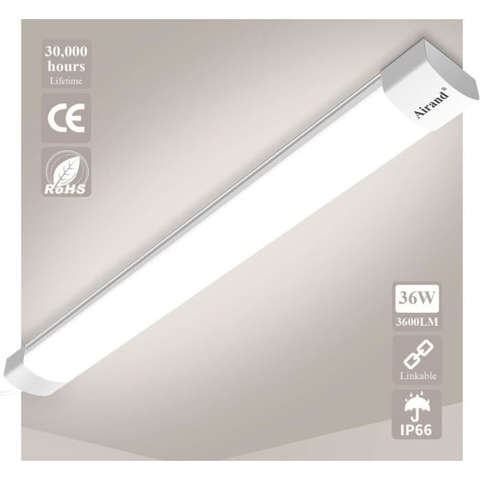 Neon Led 120 Cm, Reglette Led 36W 3600Lm Led Tube Plafonnier Etanche ...
