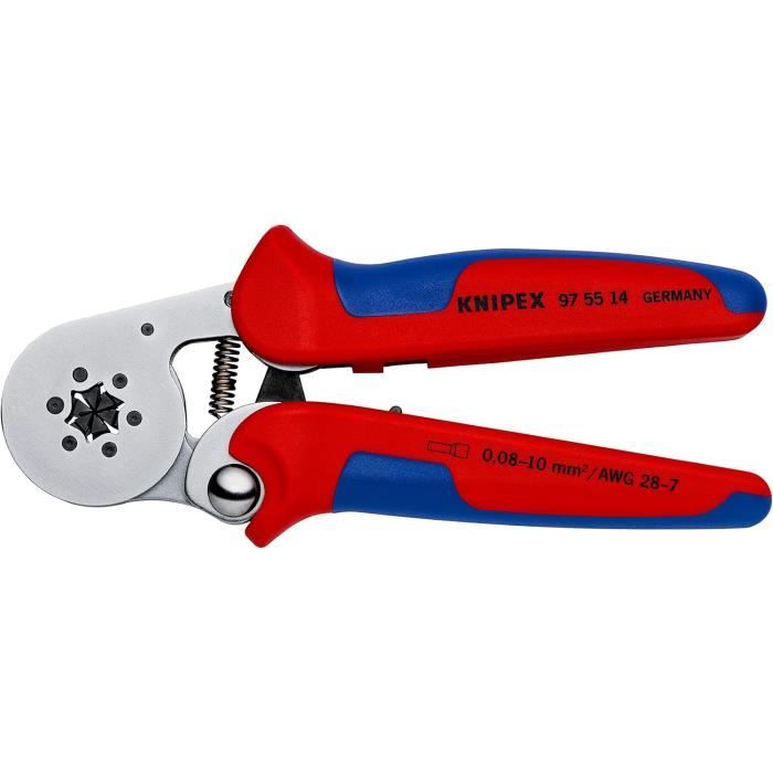 Knipex Pince à sertir auto-ajustable pour embouts de câble avec accès latéral chromée,avec ...