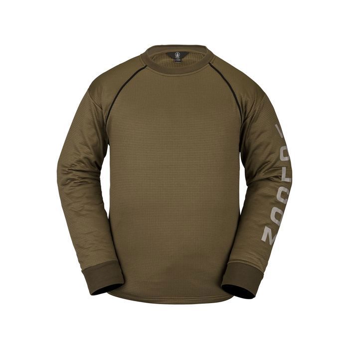 Sweat Volcom Waffle Backed Crew Fleece Dark Teak Homme Marron ...