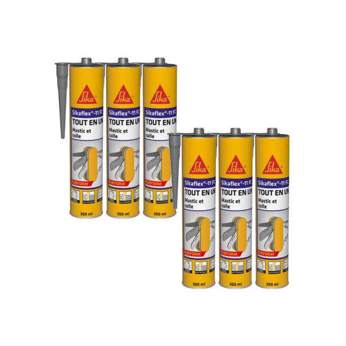 Lot de 6 mastics colle multi-usages SIKA Sikaflex 11 FC Purform - Gris ...
