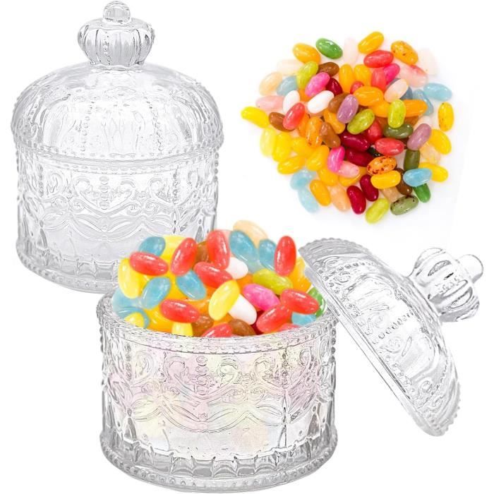 2 Pièces Bocal à Bonbons en Verre Transparent, Bonbonnière avec ...