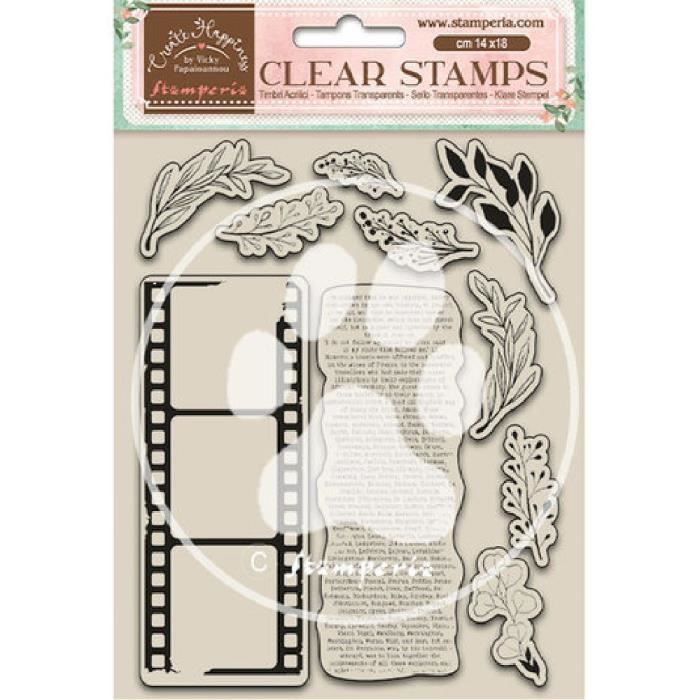 Set de Tampons transparents 'Create Happiness - Leaves and Movie Film' de Stamperia - Cdiscount ...