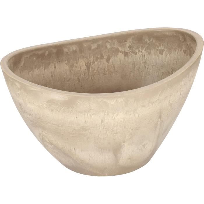 ® Pot de fleur forme bateau en composite écologique taupe 30 x 22 x 17 ...