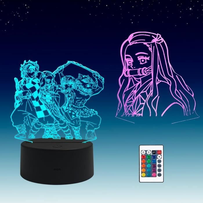 2 En 1,Demon Slayer, Kamado Nezuko,Agatsuma Zenitsu,Lampe Led Anime ...