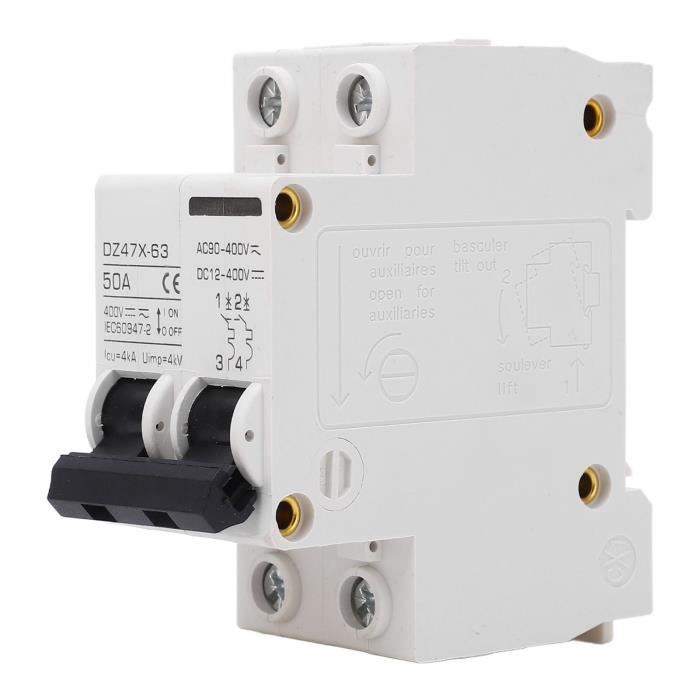 Disjoncteur AC DC Disjoncteur Miniature, DZ47X-63 50A 4KA 2P 35mm Installation sur Rail DIN ...