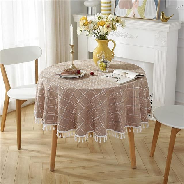 XJYDNCG Nappe de Table Ronde en Coton et Lin - Nappe à Franges Anti ...
